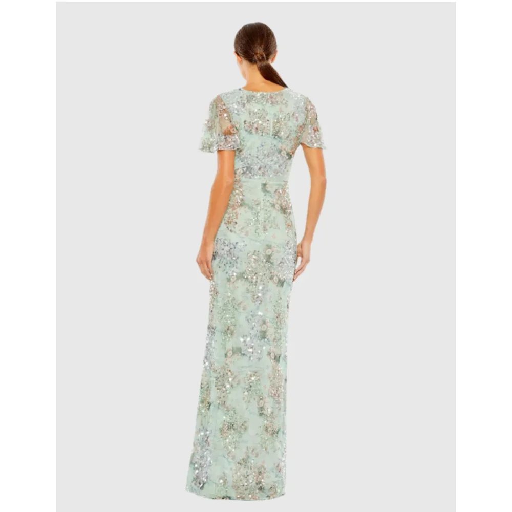 Mac Duggal | Dresses | Mac Duggal Green Embellished Butterfly Sleeve ...